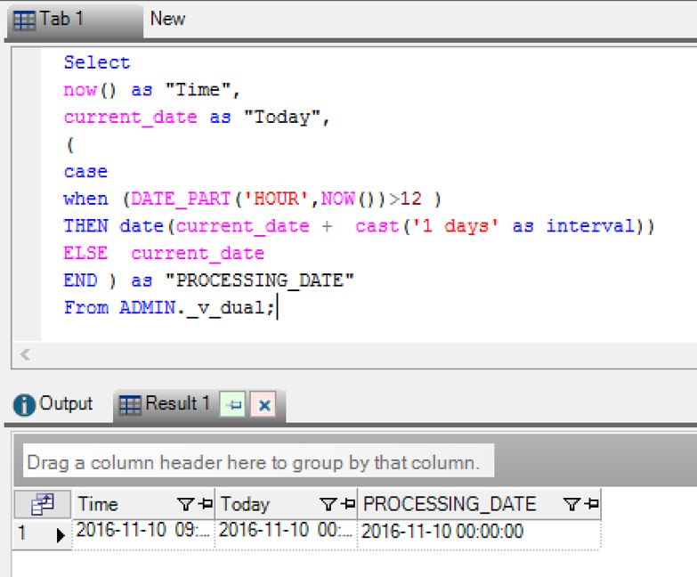 Processing Date Morning Example