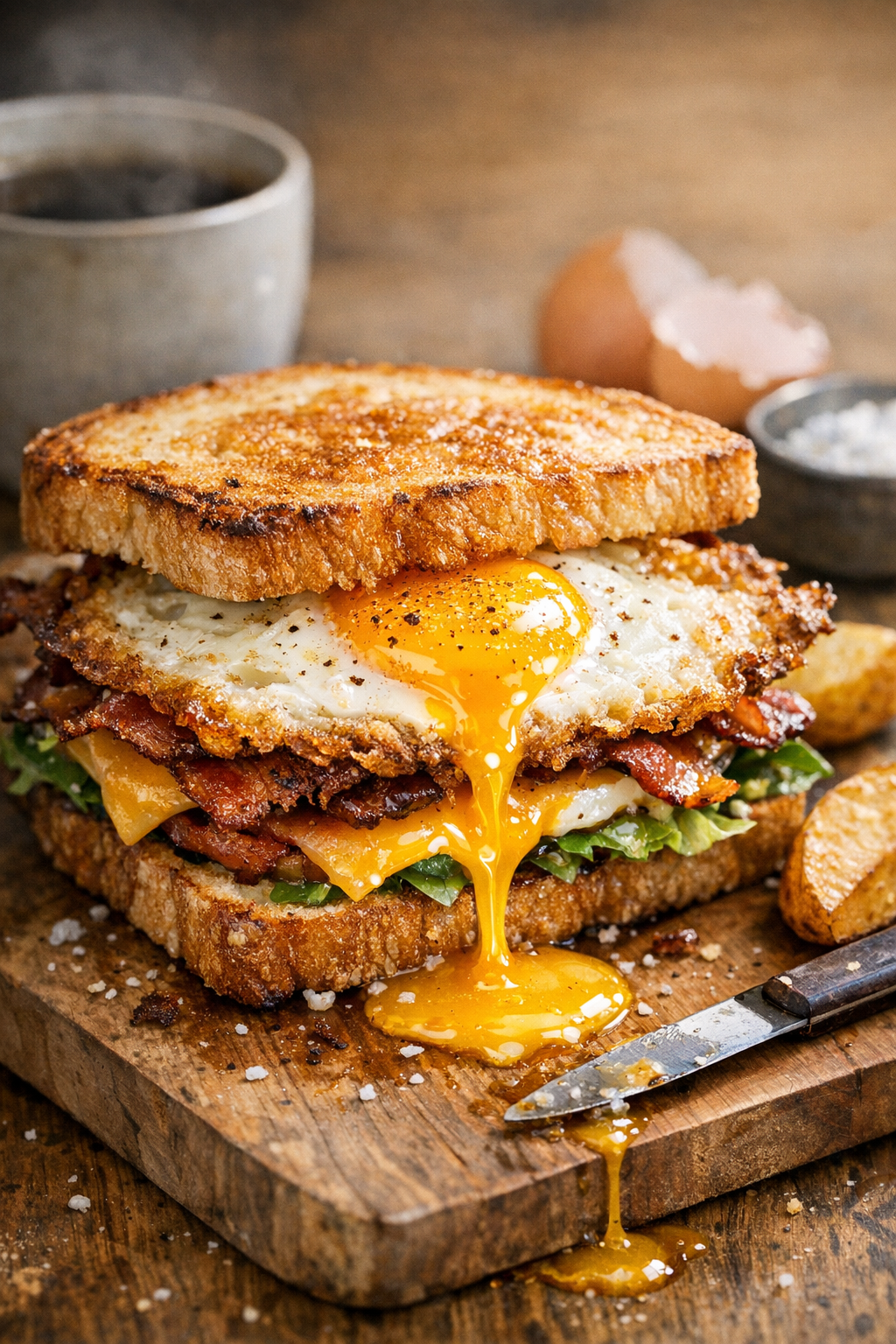 Crispy Bacon Fried Egg Sandwich