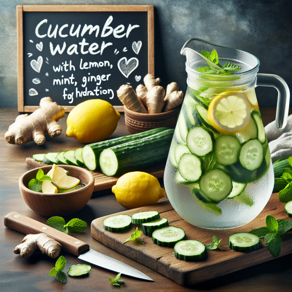 Cucumber Water Recipe with Lemon, Mint, and Ginger for Hydration — Image