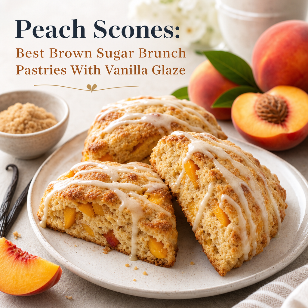 Peach Scones: Best Brown Sugar Brunch Pastries With Vanilla Glaze — Image